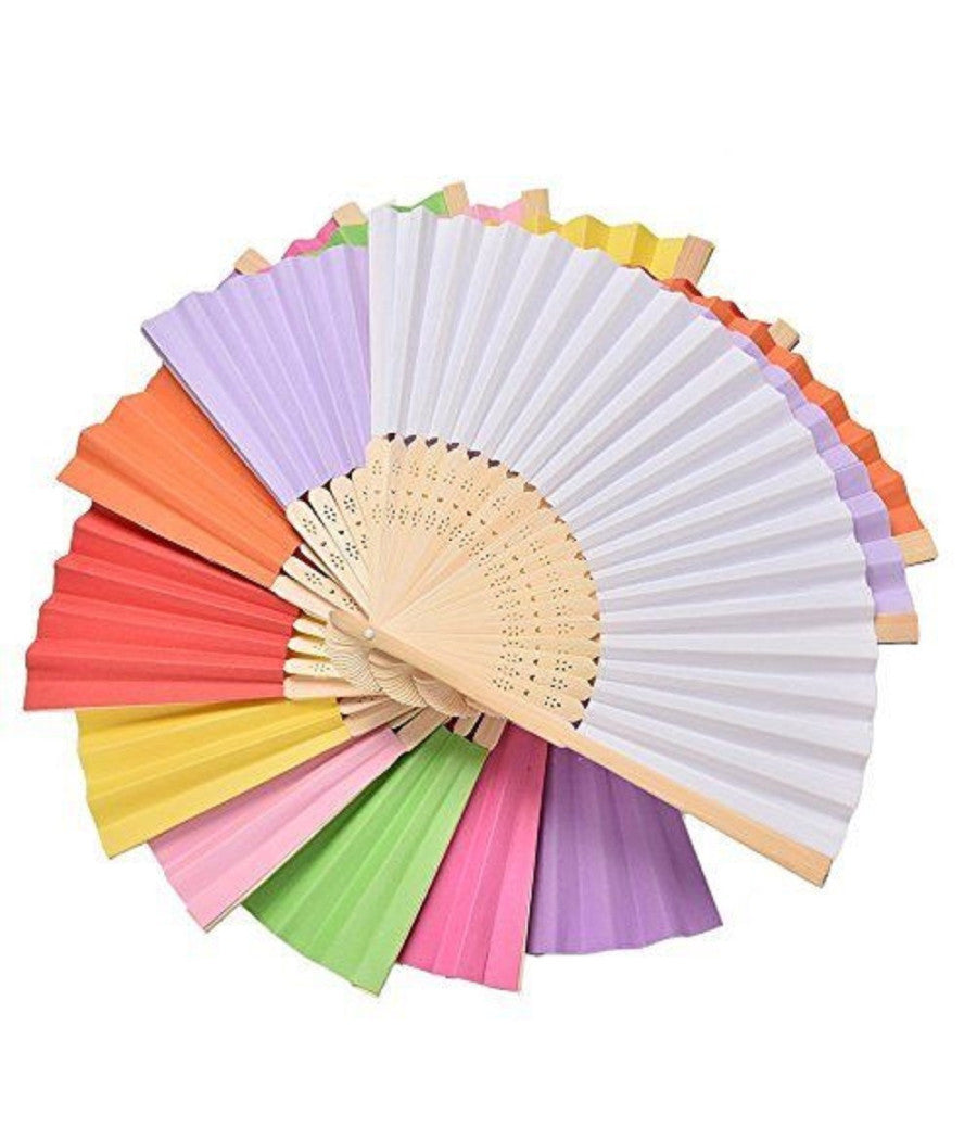 Trade Shop - 12 Ventaglio Ventagli Carta Stock Colorati Bambu' Decoraz - BricoBravo