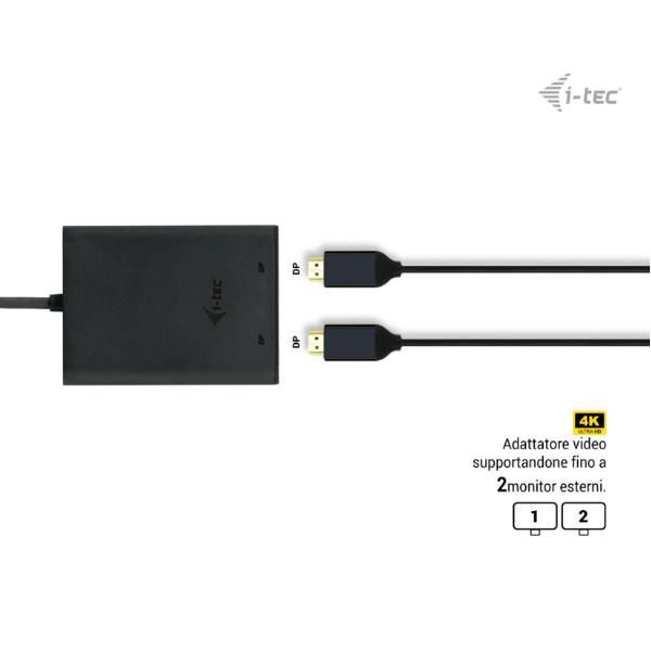 I-tec usb-c dual 4k/60hz (single 8k/30hz) dp video adapter - C31DUAL4K - BricoBravo