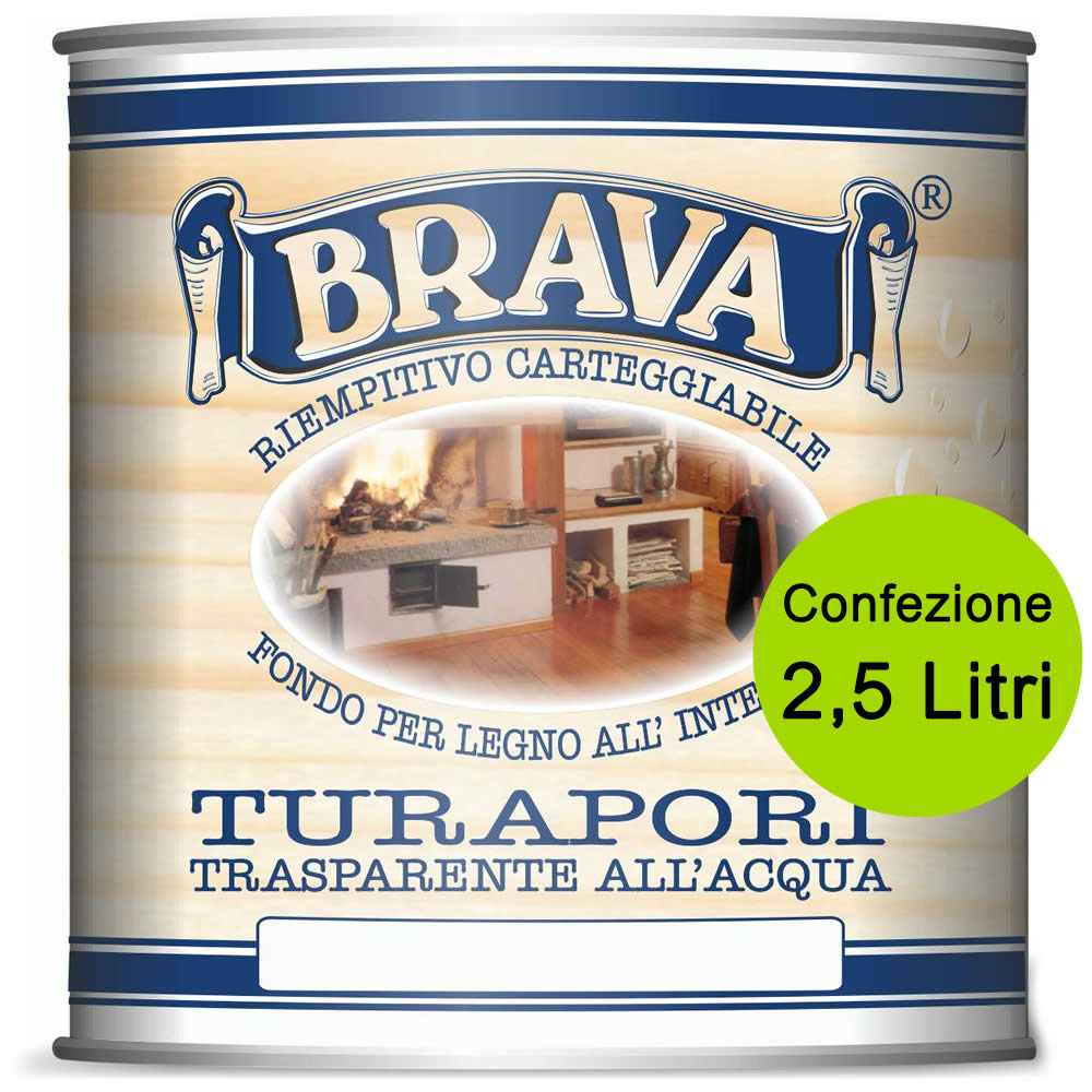 Turapori brava all'acqua 2,5 litri fondo riempitivo carteggiabile - BricoBravo