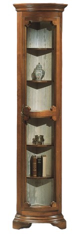 Vetrina ad angolo vetro curvo classica legno tinta noce 33x33x201 - Mo - BricoBravo