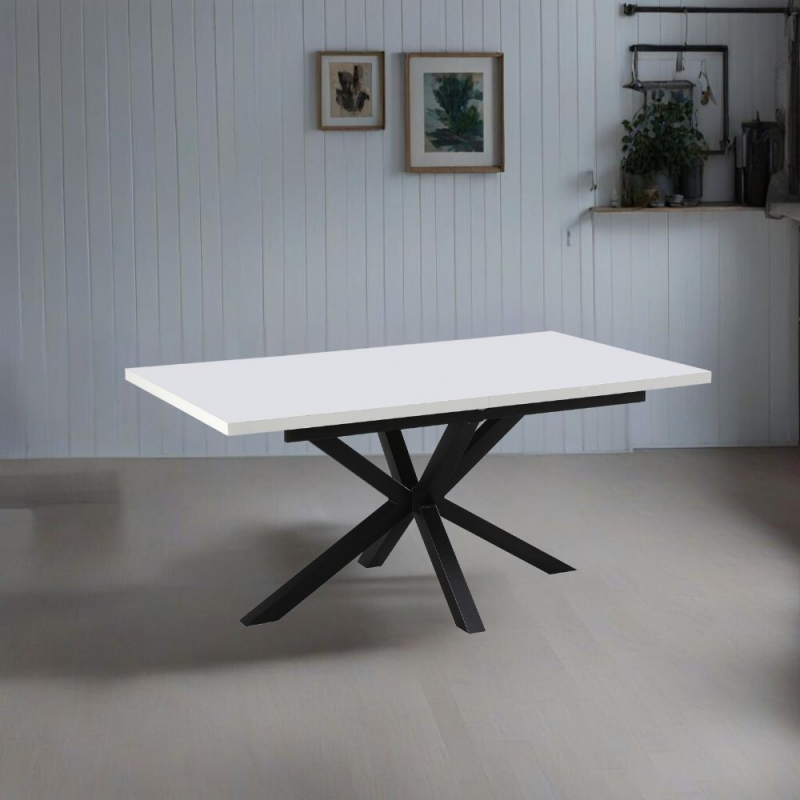 Tavolo rettangolare allungabile Rob con piano bianco e gambe in metall - BricoBravo