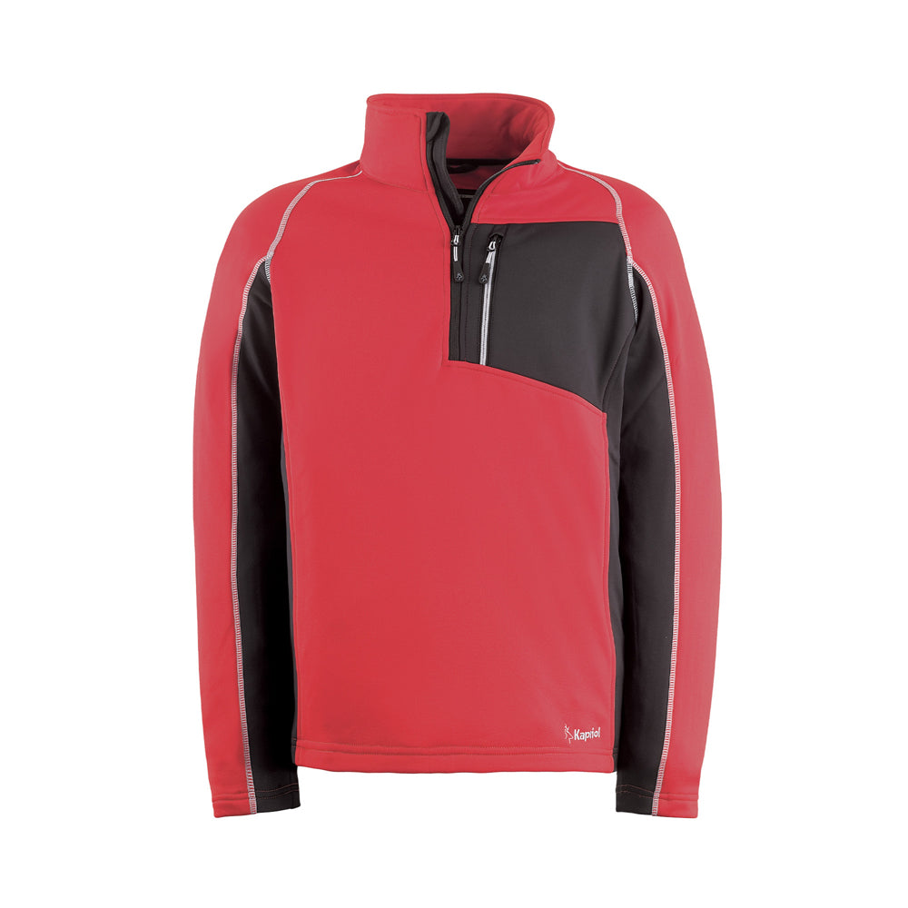 FELPA MAGLIA UOMO IN PILE TECH DA LAVORO CON MEZZA ZIP ROSSA TG. L KAP ...