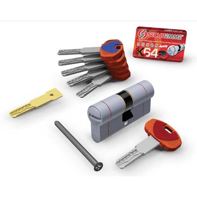 CILINDRO SAGOMATO EVO K64 36-C HAND SECUREMMEOTT.NICH.SATIN CHIAVI 5 M ...