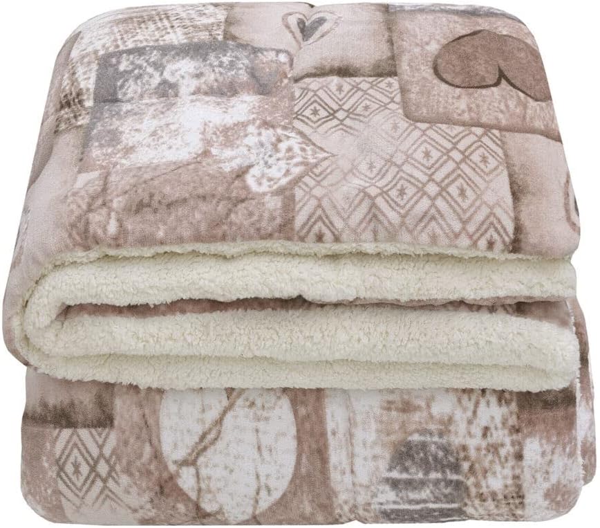 Plaid Coperta Sherpa Pile Doppio Strato Morbida Calda Vellutata Matrim ...
