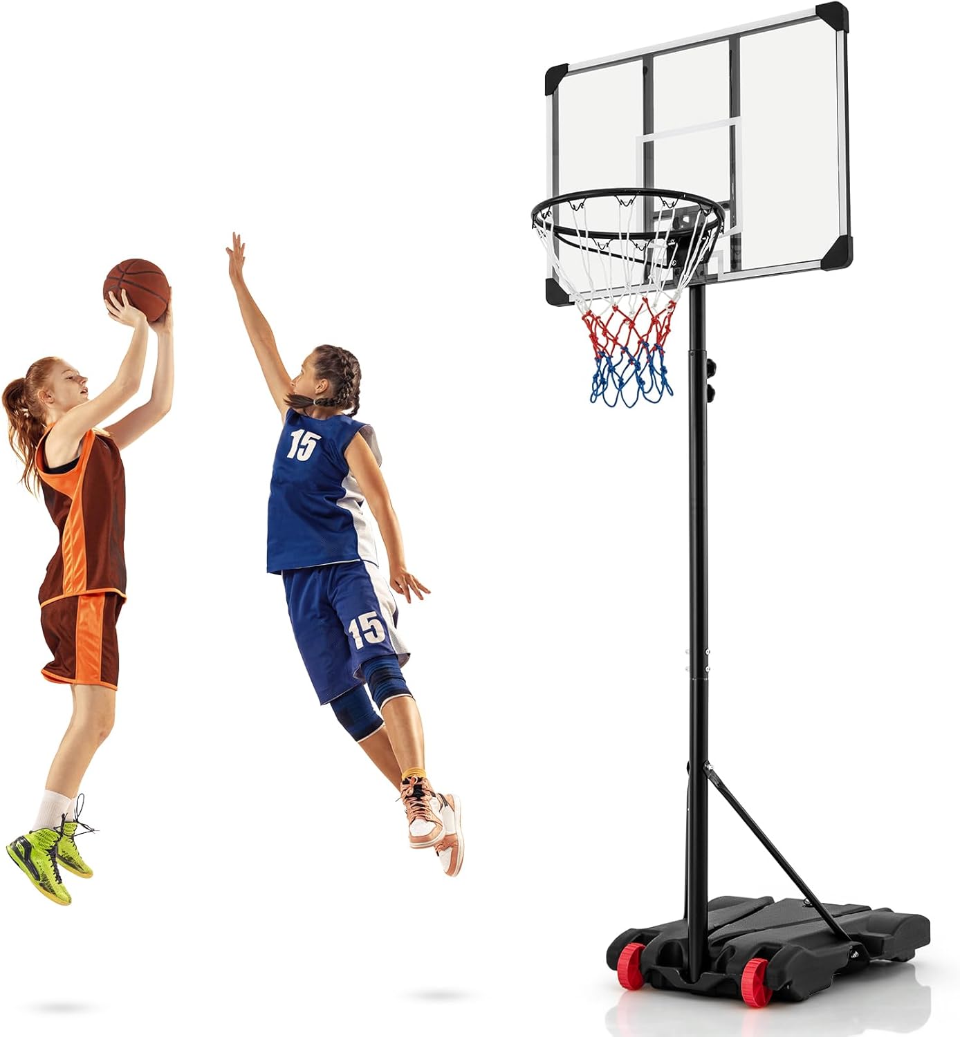 Canestro da Basket Portatile e Regolabile in Altezza 223-253 cm, Canes ...