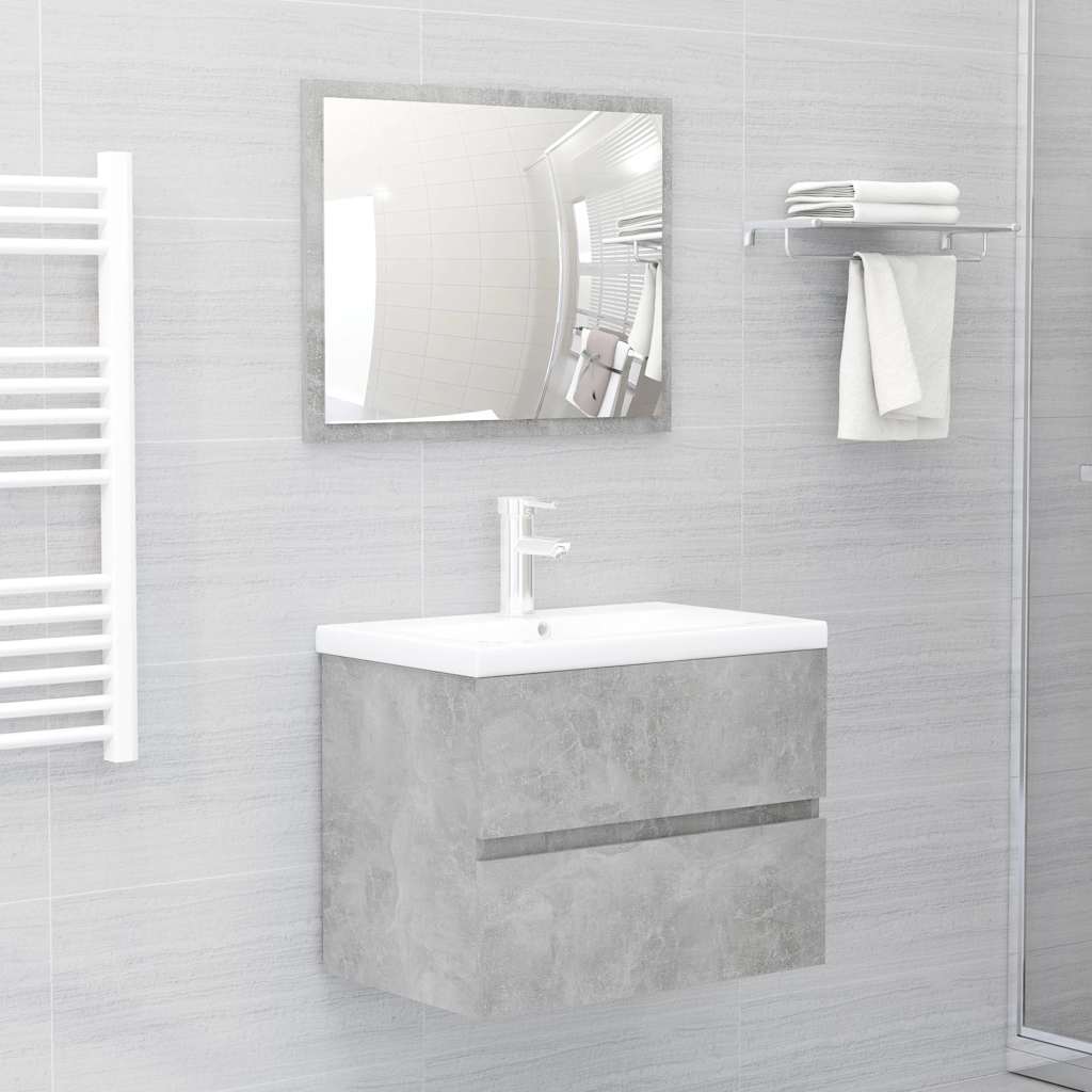 Set Mobili da Bagno 2 pz Grigio Cemento in Legno Multistrato 804876 ...