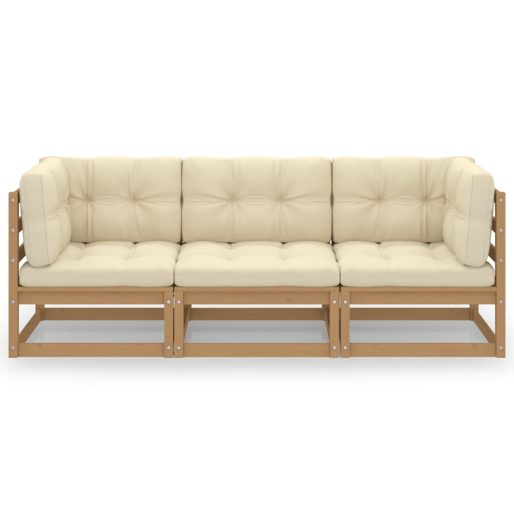 Divano da Giardino a 3 Posti con Cuscini Legno Massello di Pino 307637 ...