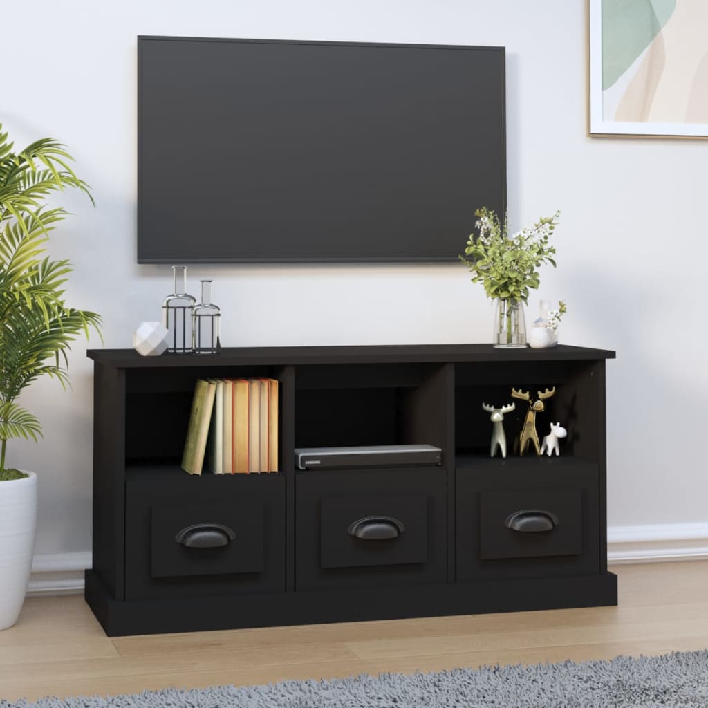 Mobile Porta TV Nero 100x35x50 cm in Legno Multistrato 816289 - BricoBravo