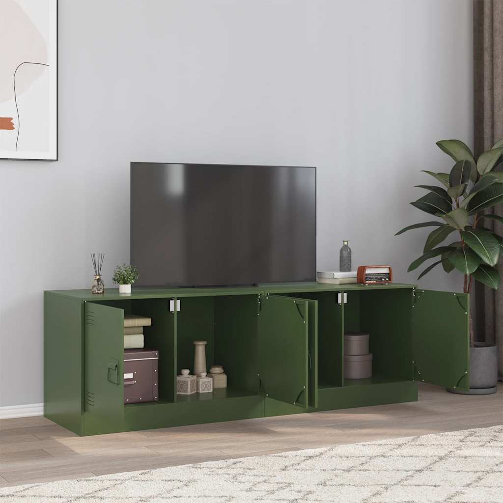Mobili TV 2 pz Verde Oliva 67x39x44 cm in Acciaio 841640 - BricoBravo