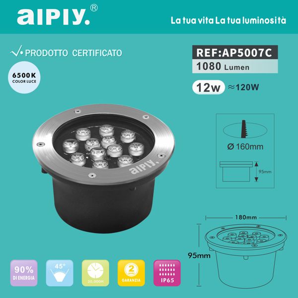 AIPIY Segnapasso Led Calpestabile 12w =120W 12 Led Luce Fredda 6500k I ...