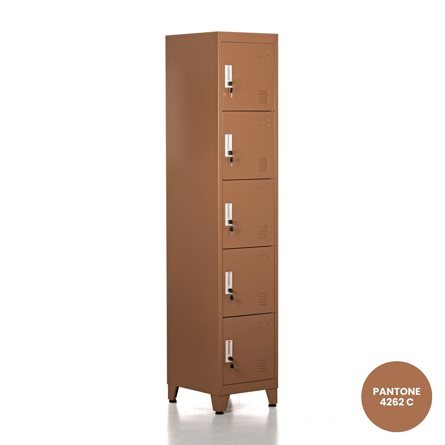 Armadietto metallico 5 ante con serratura colore mattone - BricoBravo