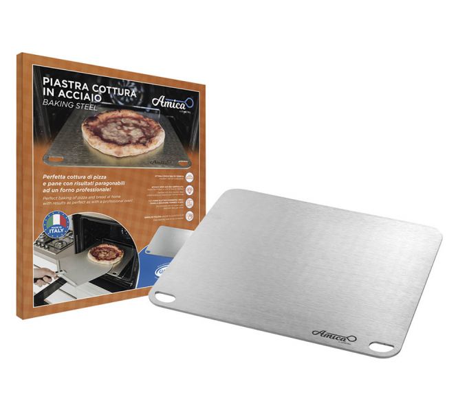 Piastra per cuocere pizza pane a casa cm 40x35 in acciaio inox spessor ...