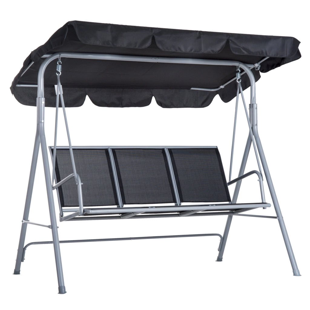 Dondolo 3 Posti da Giardino 170x110x153 cm in Acciaio Nero e Argento ...
