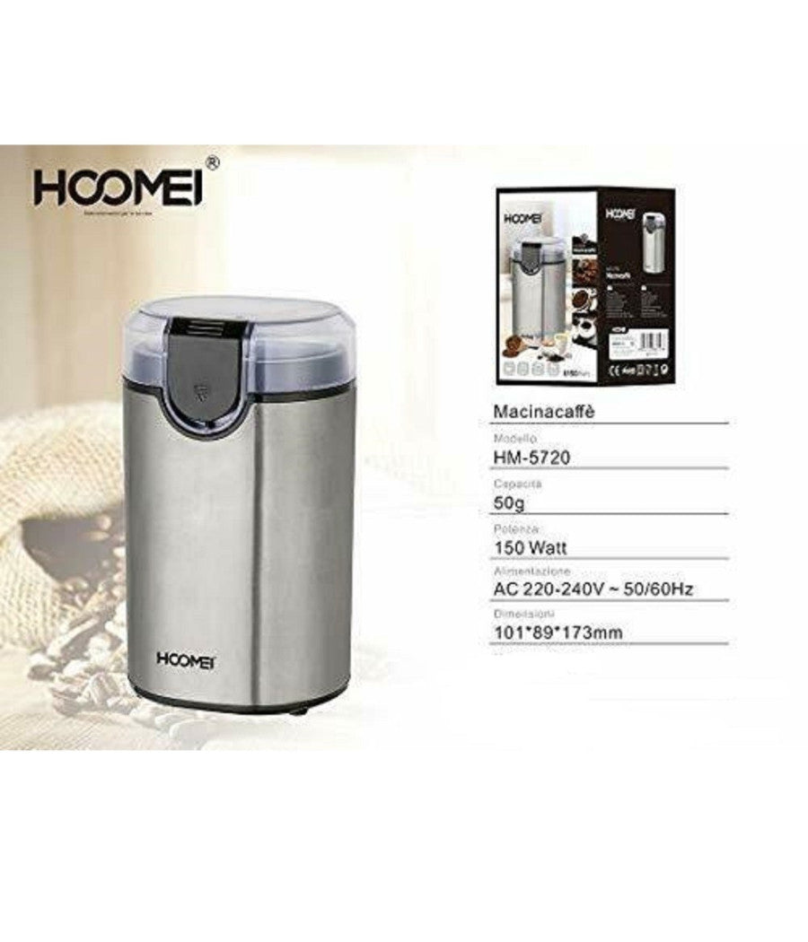 Hoomei Macina Caffe' Professionale 150 Watt 50gr Hm-5720 Base Con Avvo ...