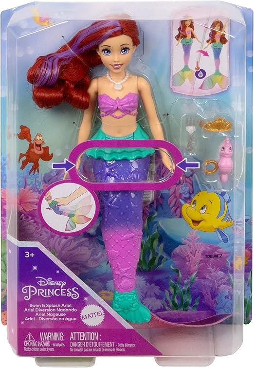 Disney Princess - Ariel Principessa dei Mari, bambola sirena con capel ...