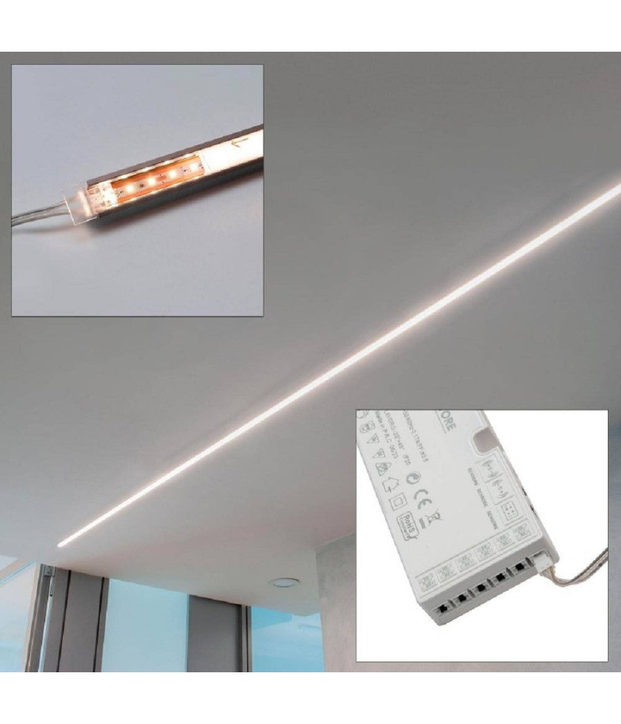 Kit Barra Led 12w Profilo Alluminio Alimentatore 24w 12v Luce 4000k So ...