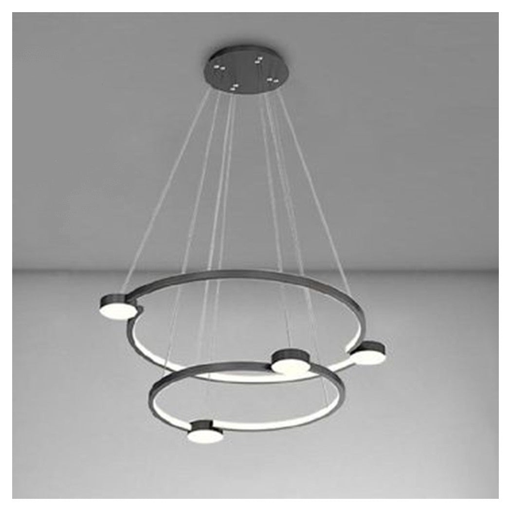 Trade Shop - Lampadario A Sospensione Led 60w 2 Cerchi Con Telecomando ...