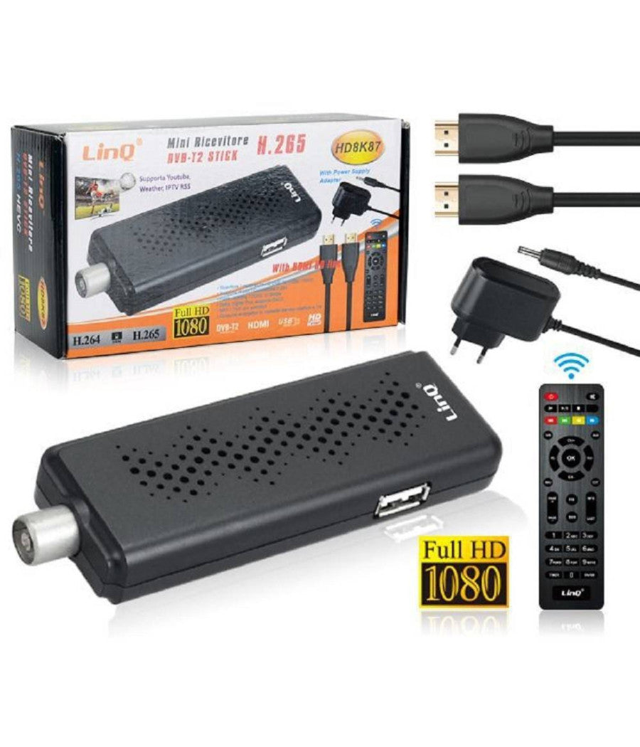Mini Decoder Digitale Terrestre Dvb-t2 Dongle Stick Hdmi Hevc H.265 10 ...