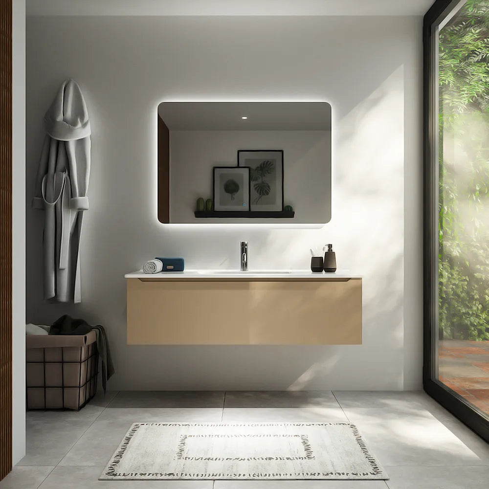Mobile bagno sospeso 120 cm sabbia opaco un cassettone con lavabo | Ba ...