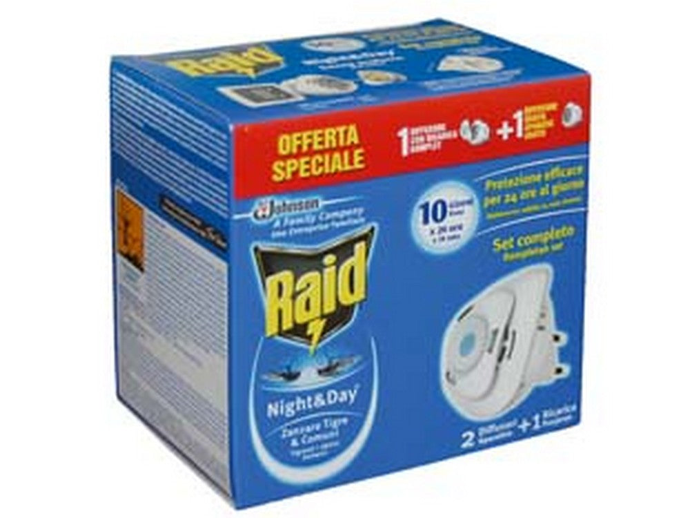 12pz raid night&day zanzare tigre e comuni diffusore + 1 ricarica - di ...