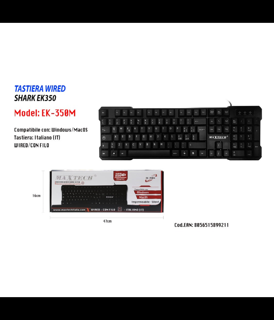 Trade Shop - Tastiera Per Pc Computer Usb Con Cavo Impermeabile Window ...